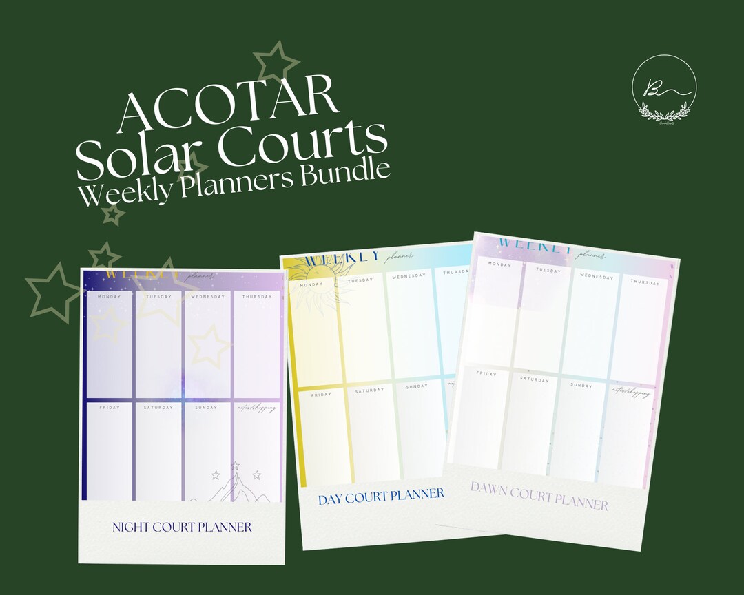 ACOTAR Digital Weekly Planner Bundle SOLAR COURTS - Etsy