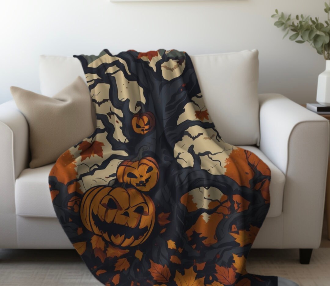 Spooky Halloween Velveteen Plush Blanket - Etsy