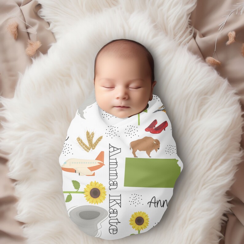 Kansas Bably Blanket | Personalized Baby Shower Gift | Custom Baby ...