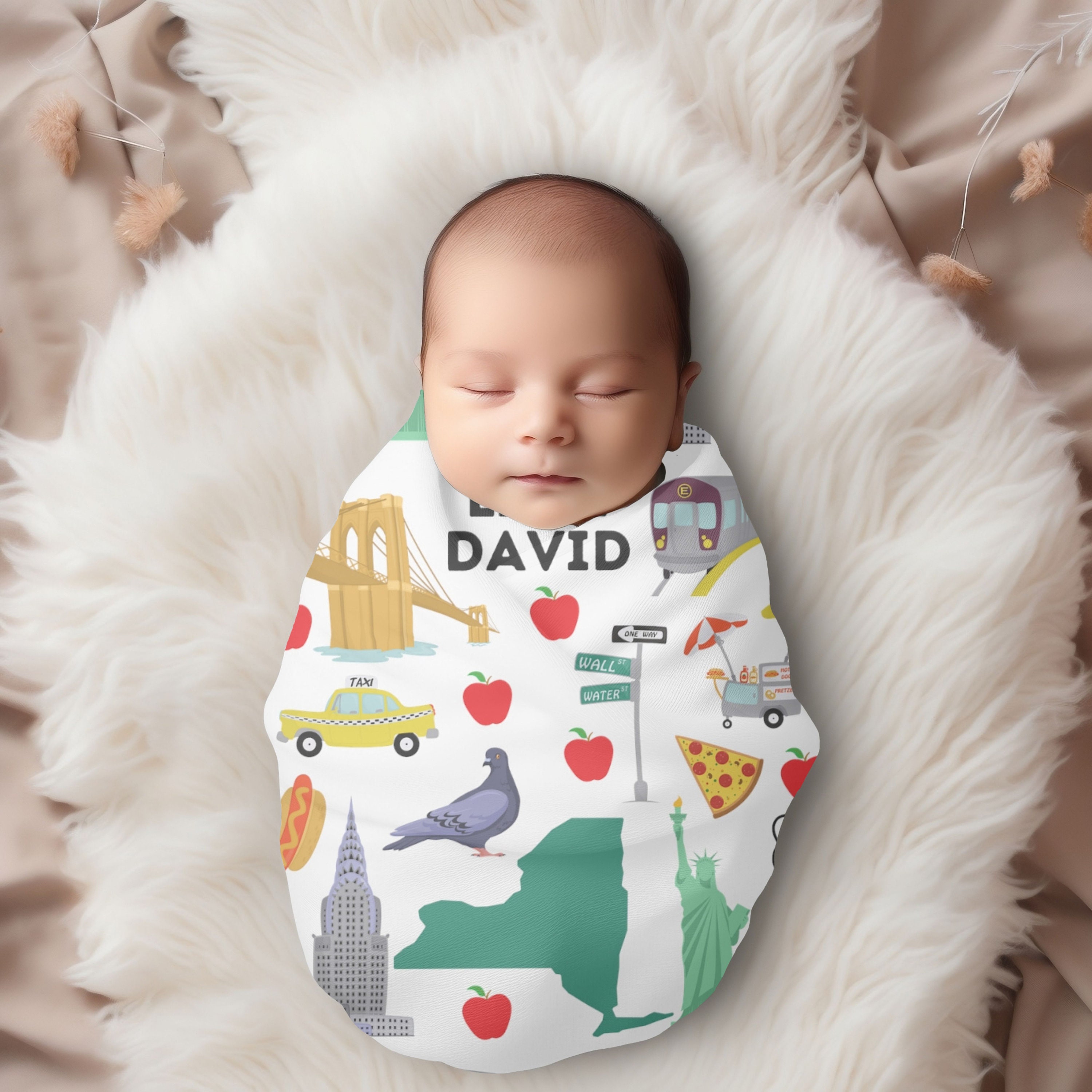 New York Baby Swaddle | New York Personalized Baby Shower Gift | Custom ...