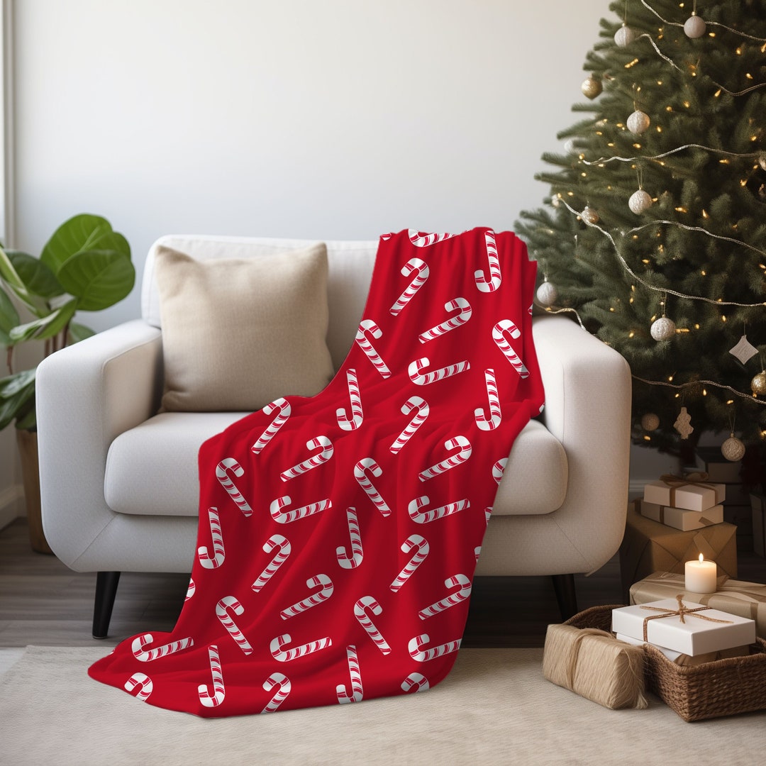 Candy Cane Blanket | Christmas Candy Cane Blanket | Red and White ...