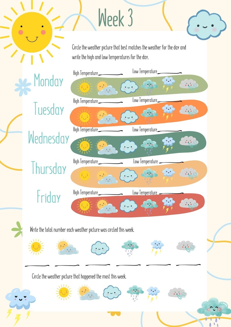 Summer Weather Journal for Kids Pre-k - 5th Grade - Etsy