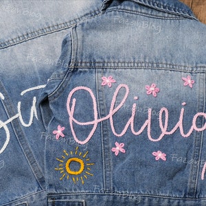 Custom Embroidered Denim Jacket for Girls Personalized Name Jean Jacket ...