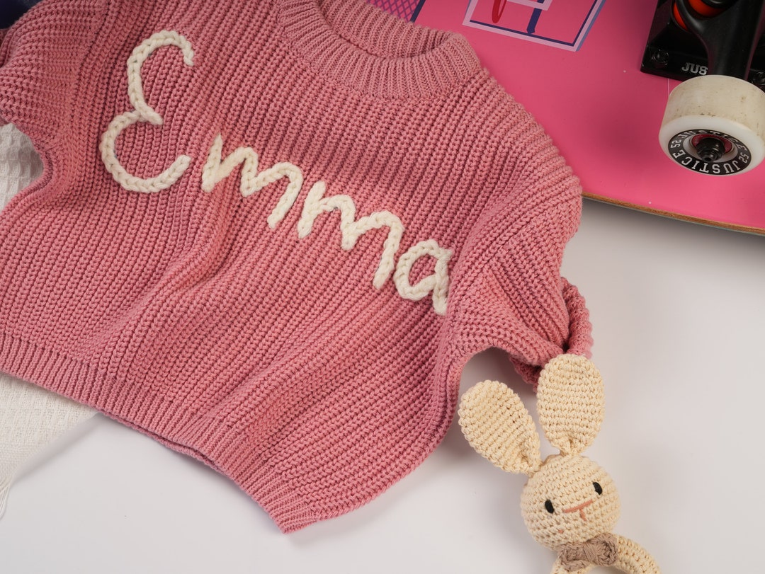 Personalized Baby Sweater: Adorable Hand Embroidered Name Perfect Aunt ...