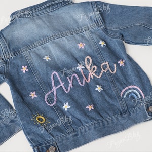 Custom Embroidered Denim Jacket for Girls Personalized Name Jean Jacket ...