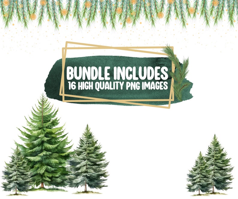 Watercolor Pine Trees Clipart Watercolor Forest Download - Etsy