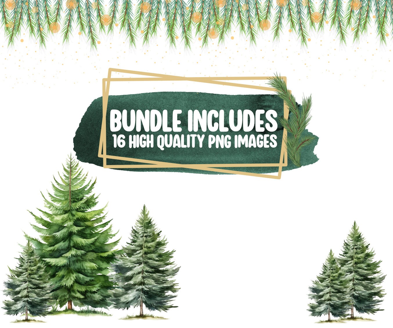 Watercolor Pine Trees Clipart Watercolor Forest Download - Etsy