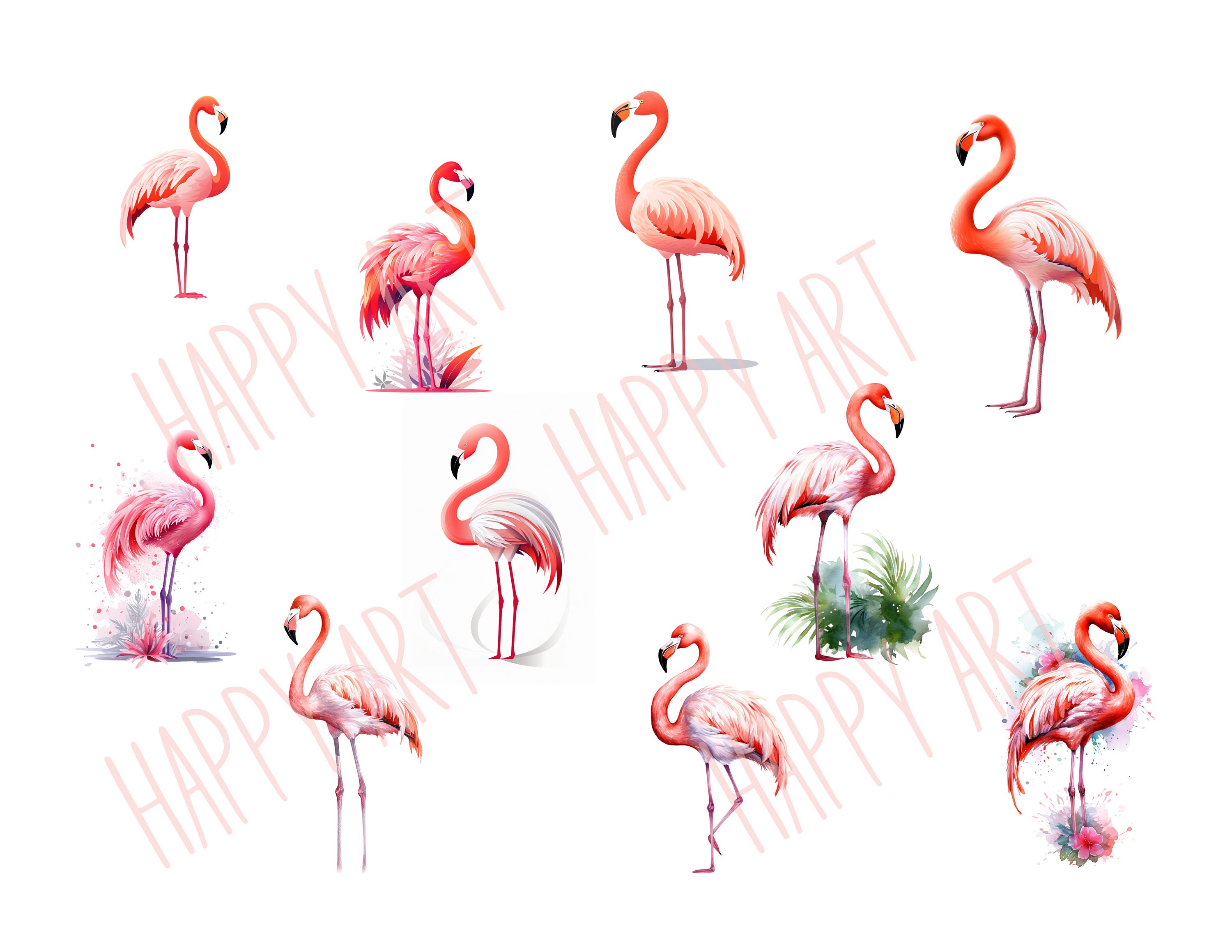 Flamingo Clip Art, Flamingos PNG, JPG, SVG, Watercolor Flamingos ...