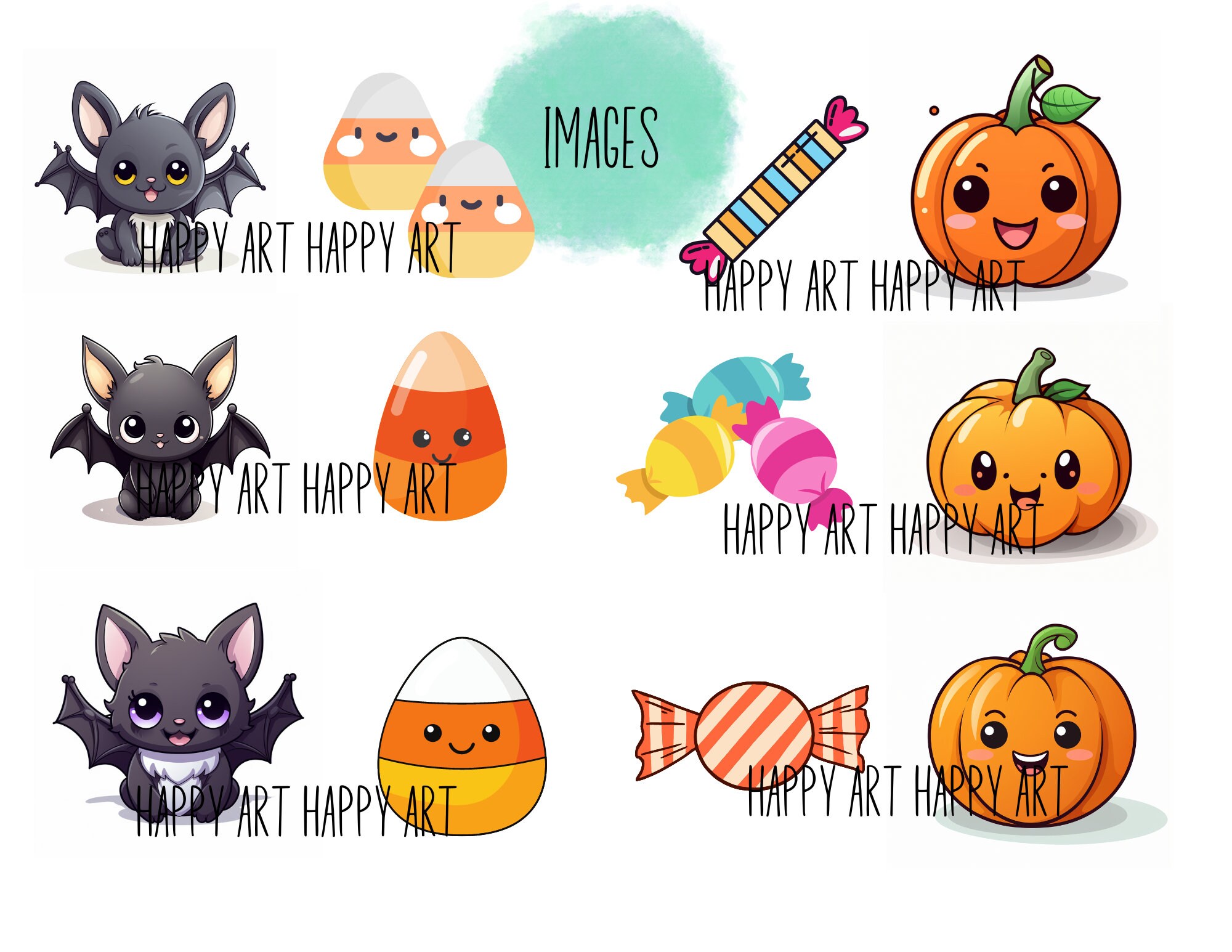 Halloween Clip Art Bundle Kawaii Halloween Cute Clip Art Bats Witches ...