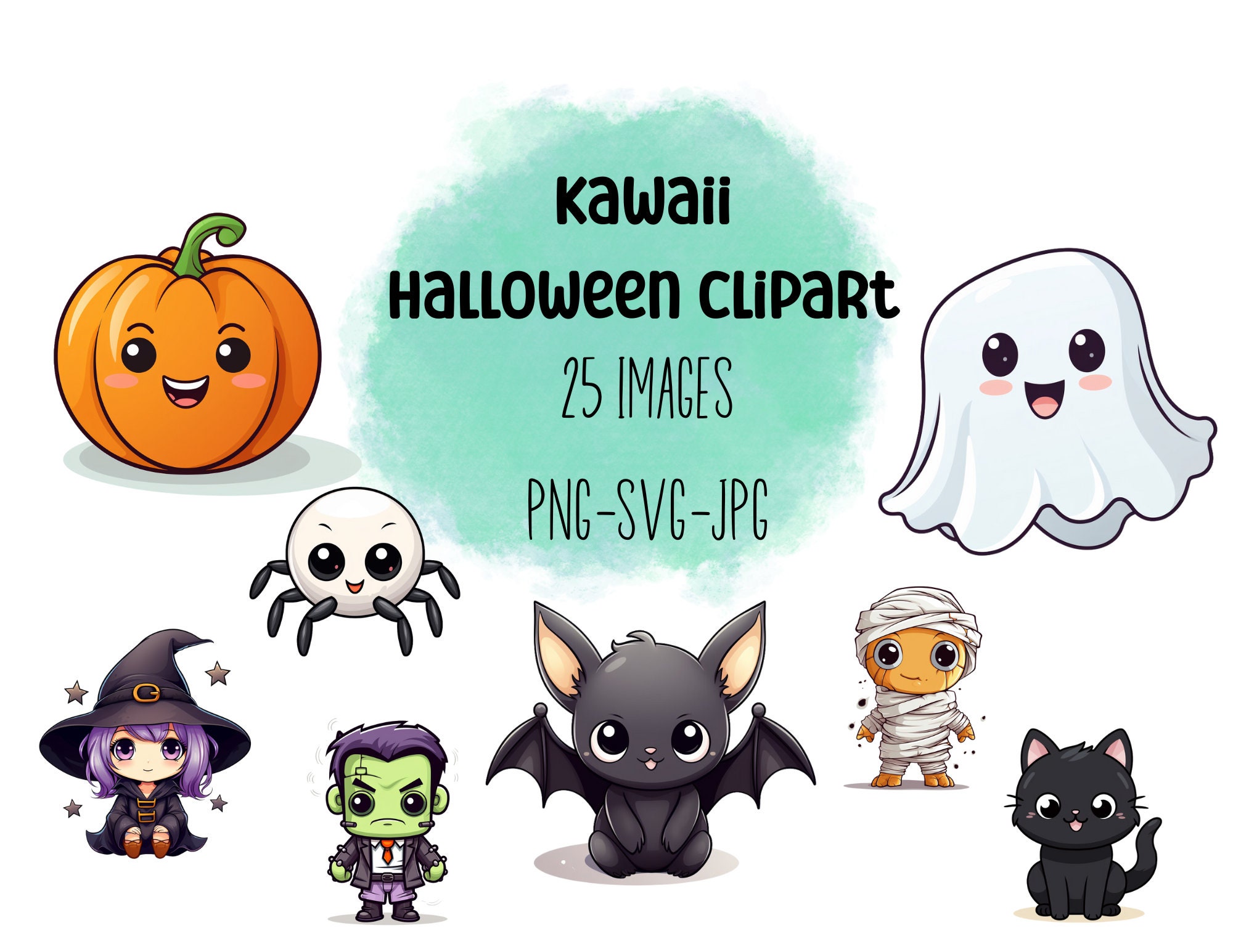 Halloween Clip Art Bundle Kawaii Halloween Cute Clip Art Bats Witches ...