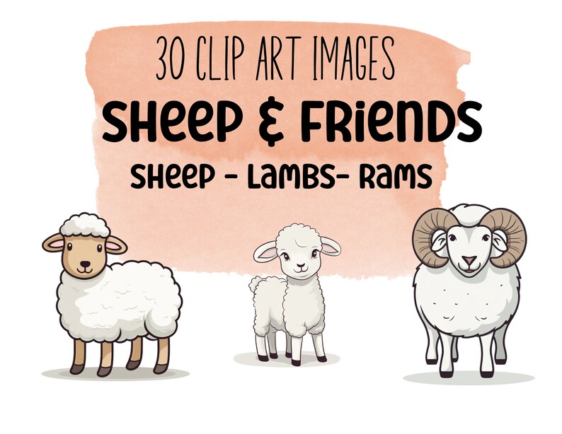 Farm Animal Clip Art, Sheep Clipart, 30 Images, Sheep, Lambs, Rams, PNG ...