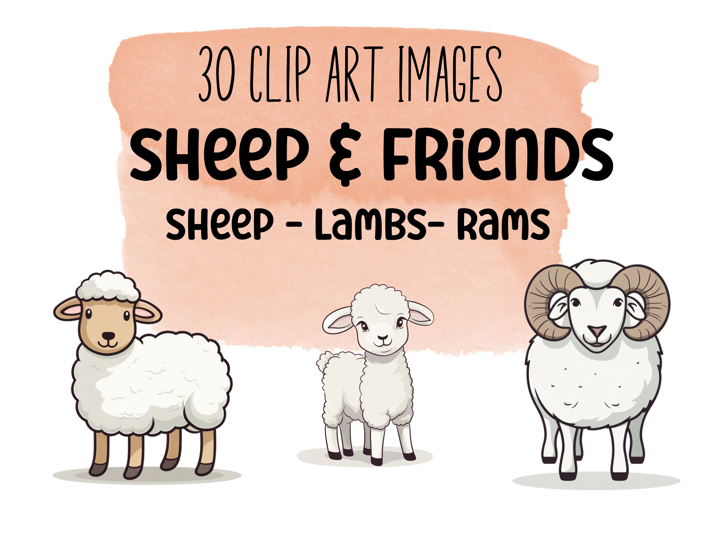 Farm Animal Clip Art, Sheep Clipart, 30 Images, Sheep, Lambs, Rams, PNG ...