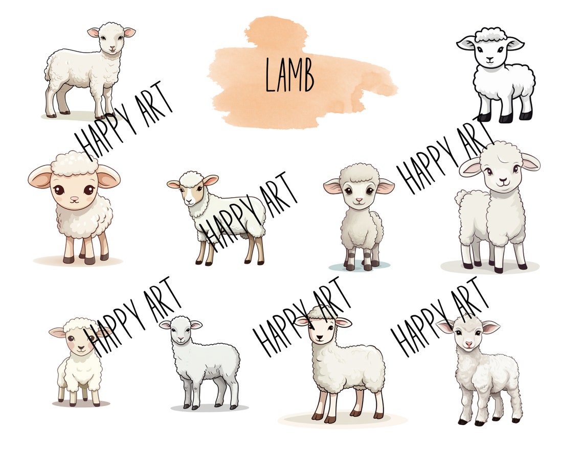 Farm Animal Clip Art, Sheep Clipart, 30 Images, Sheep, Lambs, Rams, PNG ...