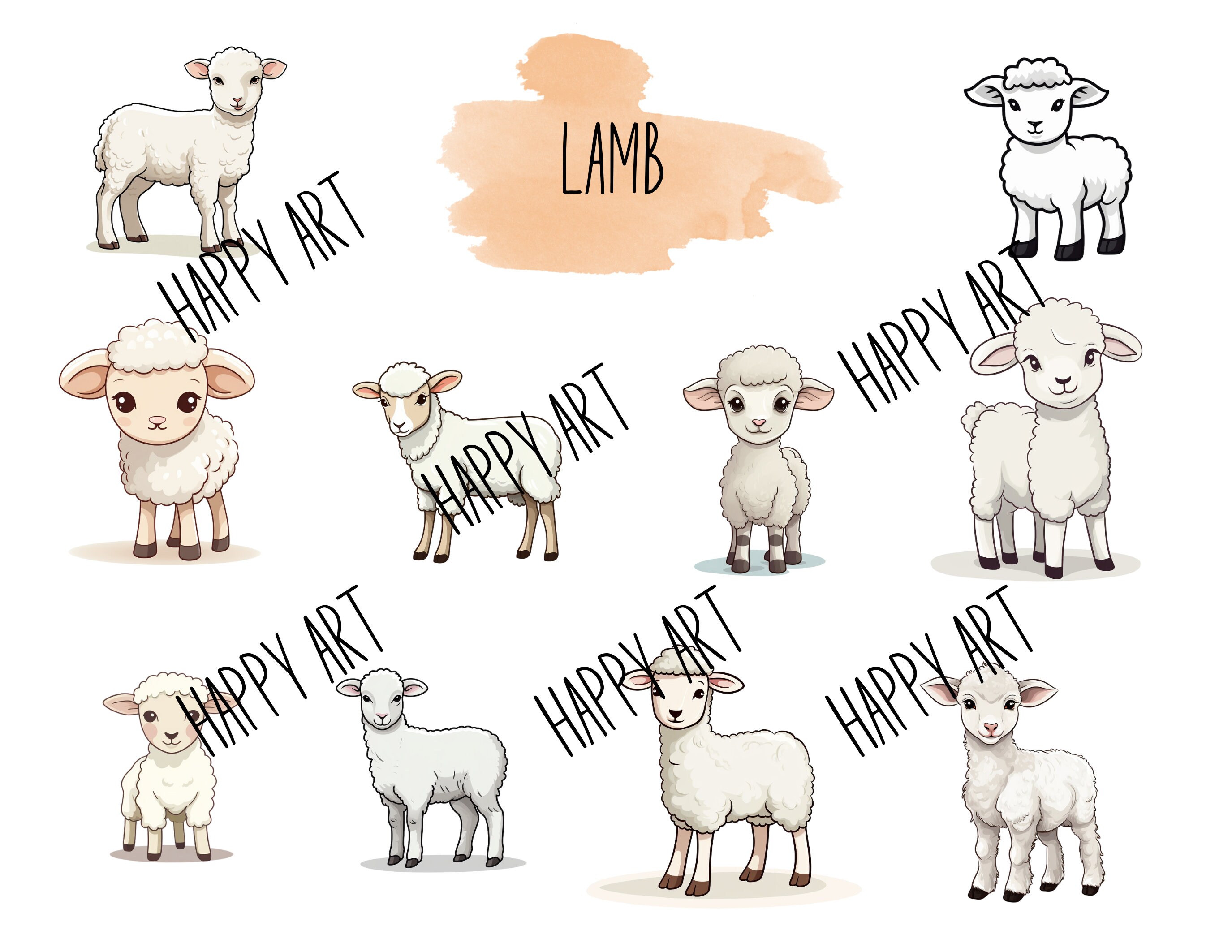 Farm Animal Clip Art, Sheep Clipart, 30 Images, Sheep, Lambs, Rams, PNG ...