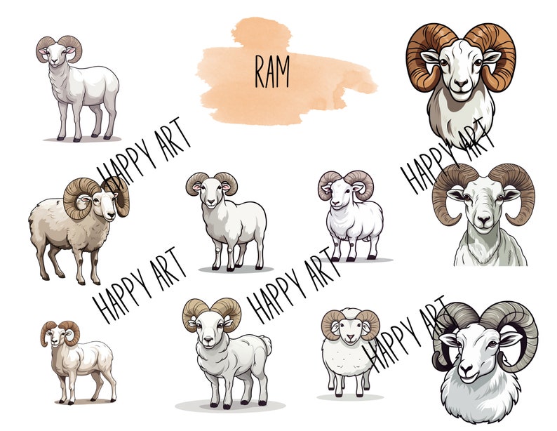 Farm Animal Clip Art, Sheep Clipart, 30 Images, Sheep, Lambs, Rams, PNG ...