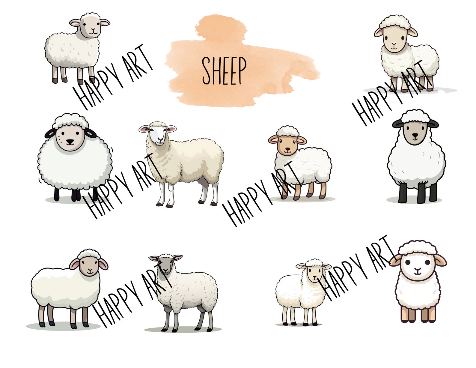Farm Animal Clip Art, Sheep Clipart, 30 Images, Sheep, Lambs, Rams, PNG ...