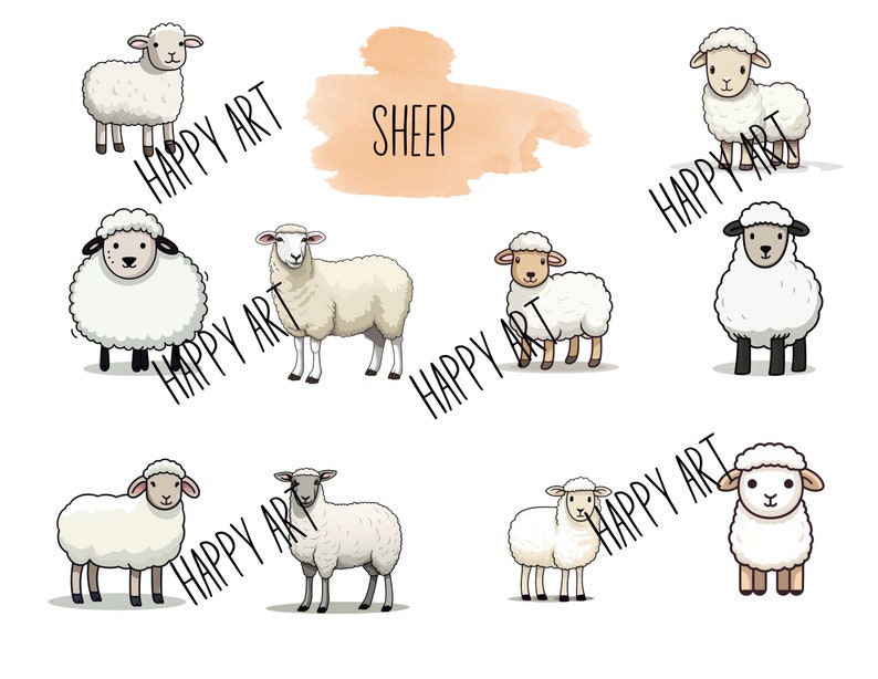 Farm Animal Clip Art, Sheep Clipart, 30 Images, Sheep, Lambs, Rams, PNG ...