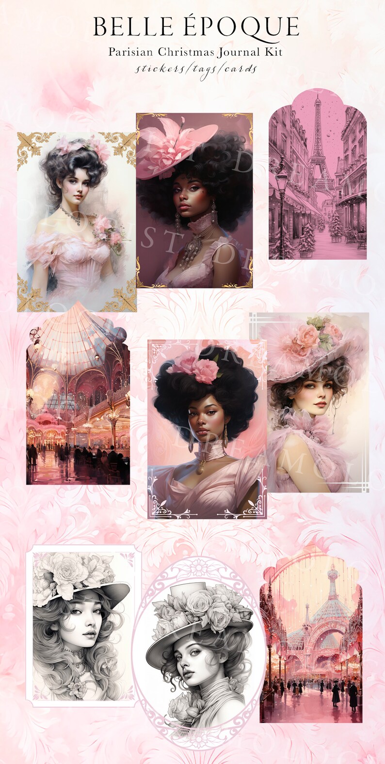 Belle Époque Christmas Junk Journal Kit, Parisian Ephemera (digital ...