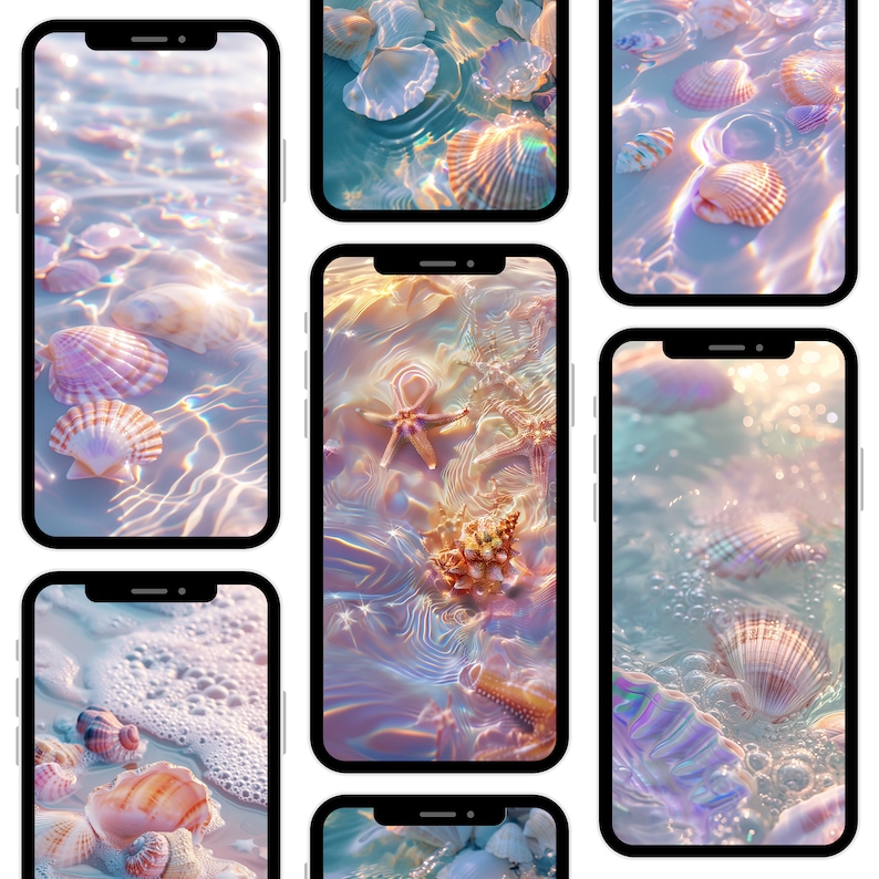 Surreal Seashells iPhone Wallpaper Bundle | Set of 6 | Instant Download | Android | Smartphone ...