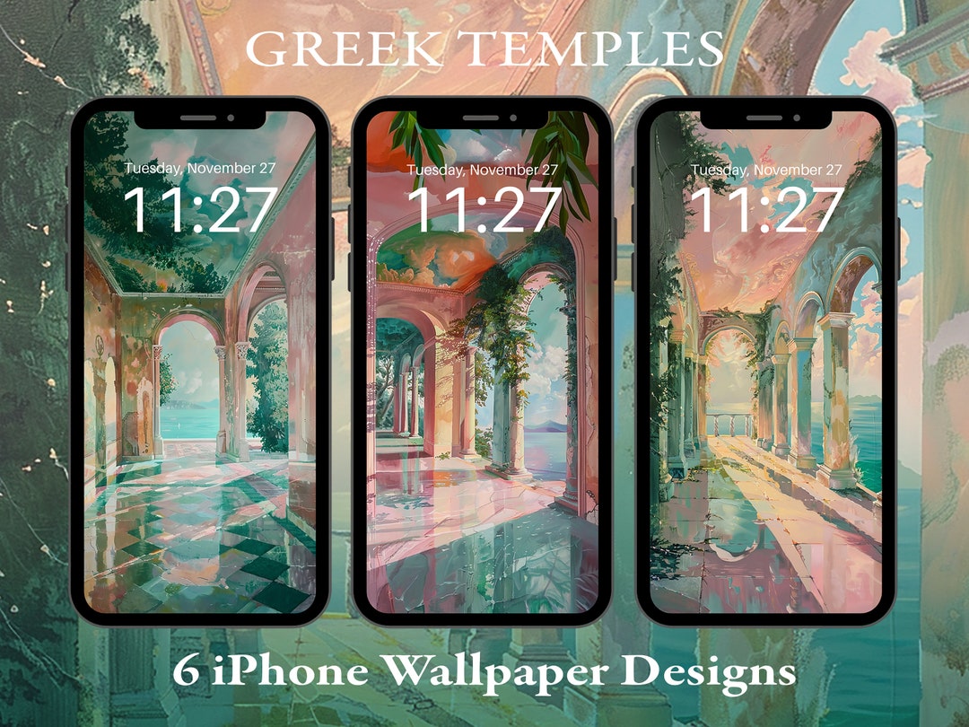 Greek Temple iPhone Wallpaper | Ethereal Lock Screen (set of 6 ...