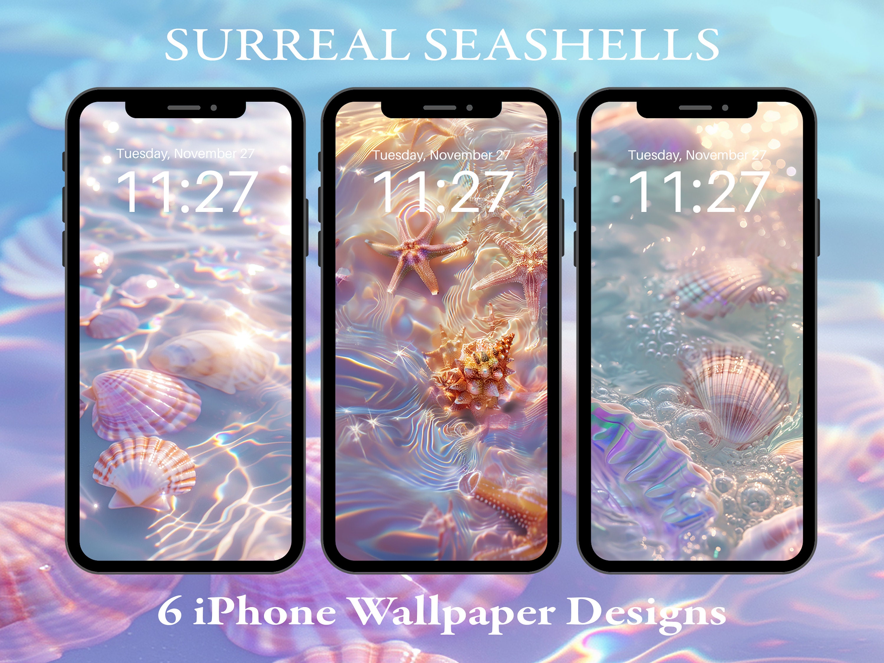 Surreal Seashells iPhone Wallpaper Bundle | Set of 6 | Instant Download ...