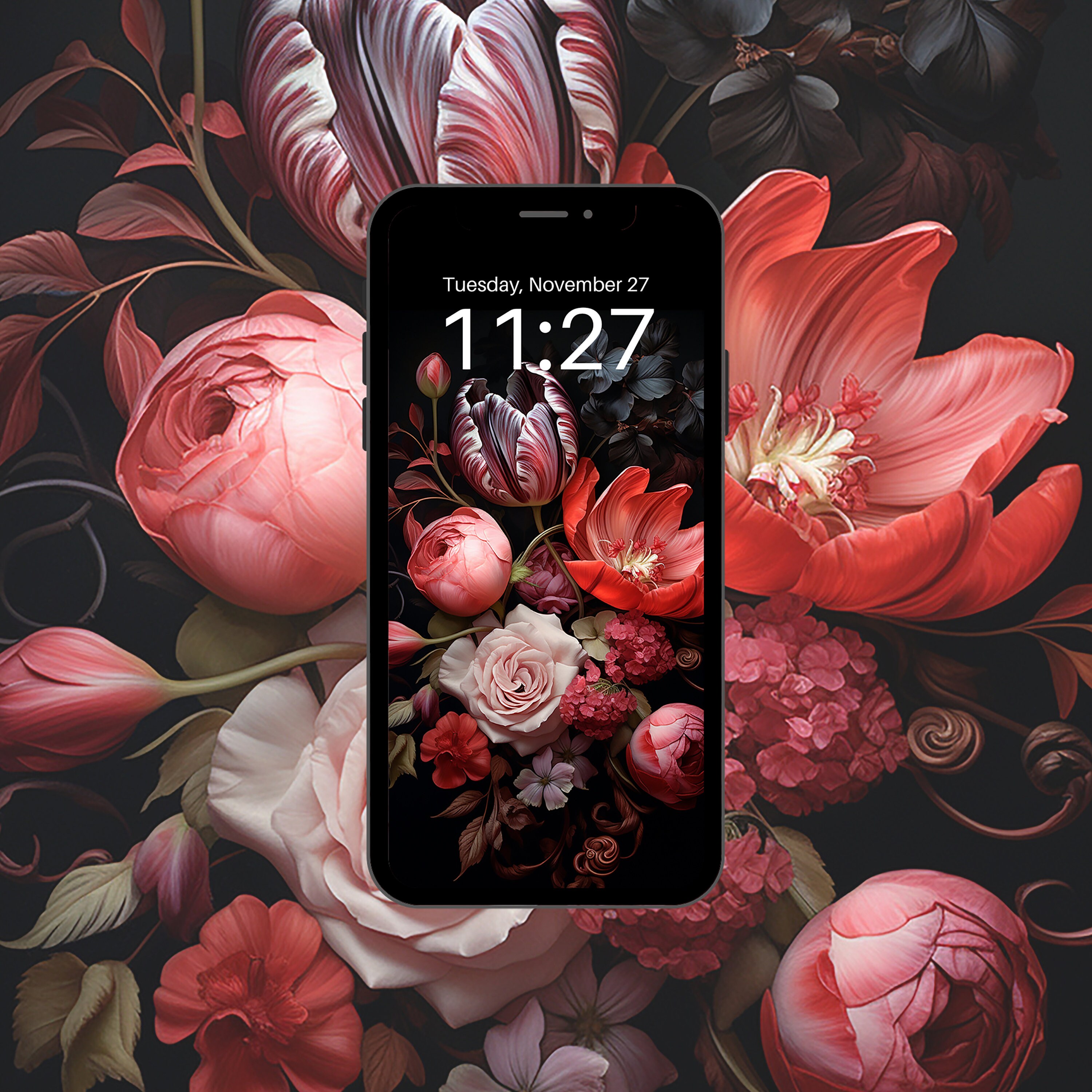 Dark Baroque Florals iPhone Wallpaper Bundle | Set of 6 | Instant ...