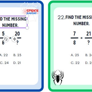 Fractions Multiplication Flashcards Blue Green Spiderman Theme Editable ...