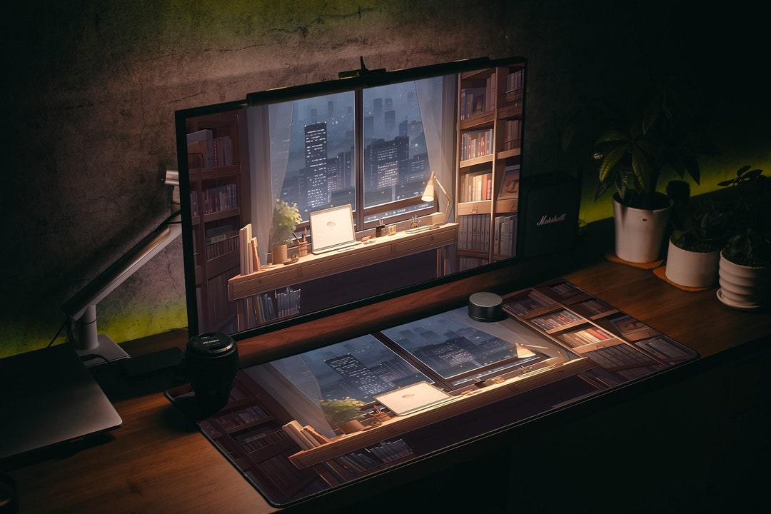 Lofi Study Room Desk Mat, Lofi Chill Vibes Deskmat for Office, XXL ...