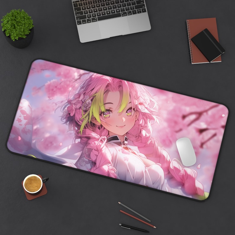 Mitsuri Kanroji Sakura Blossoms Desk Mat, Mitsuri Kanroji Demon Slayer ...