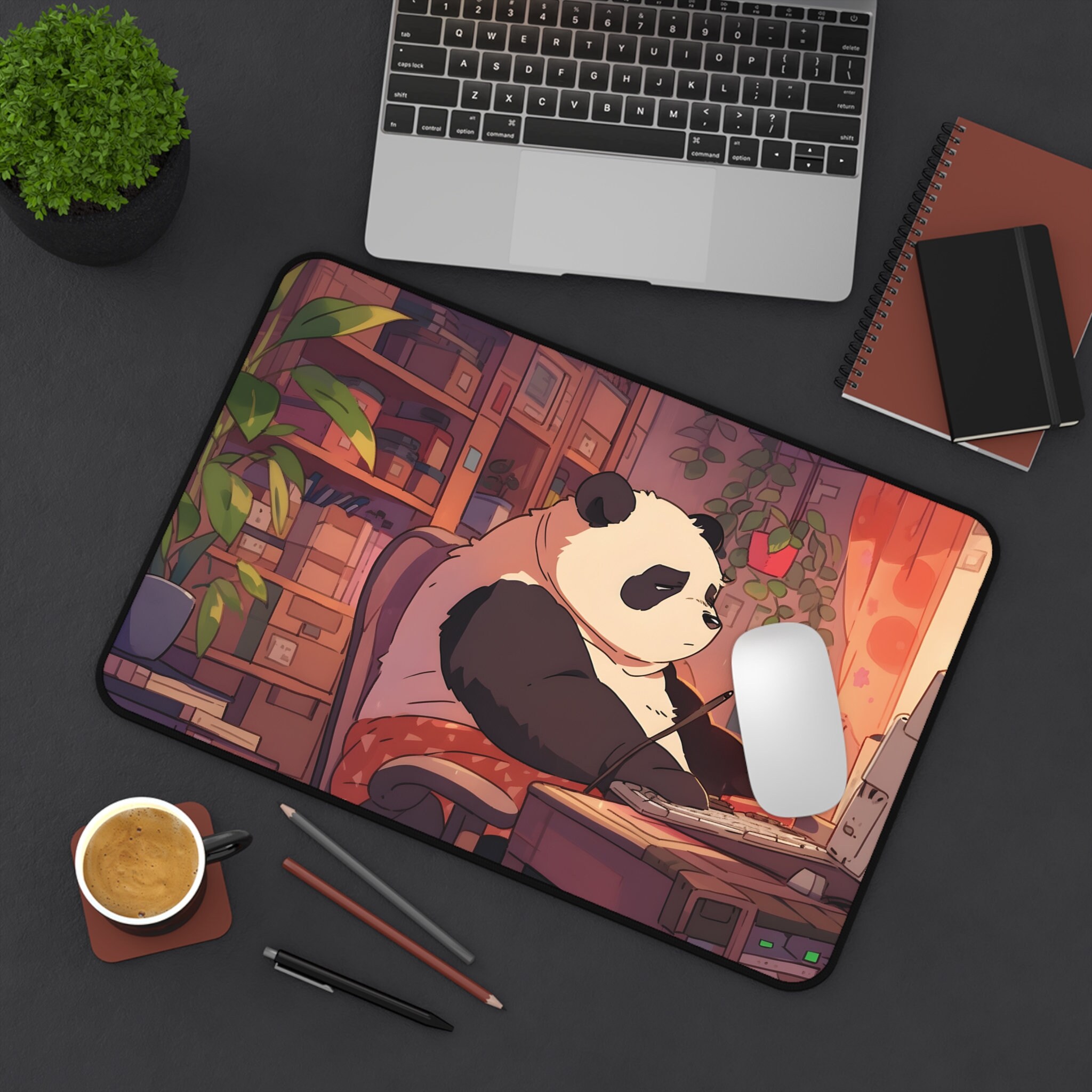 Bored Panda at Work Desk Mat Lofi Chill Panda Deskmat Cute - Etsy