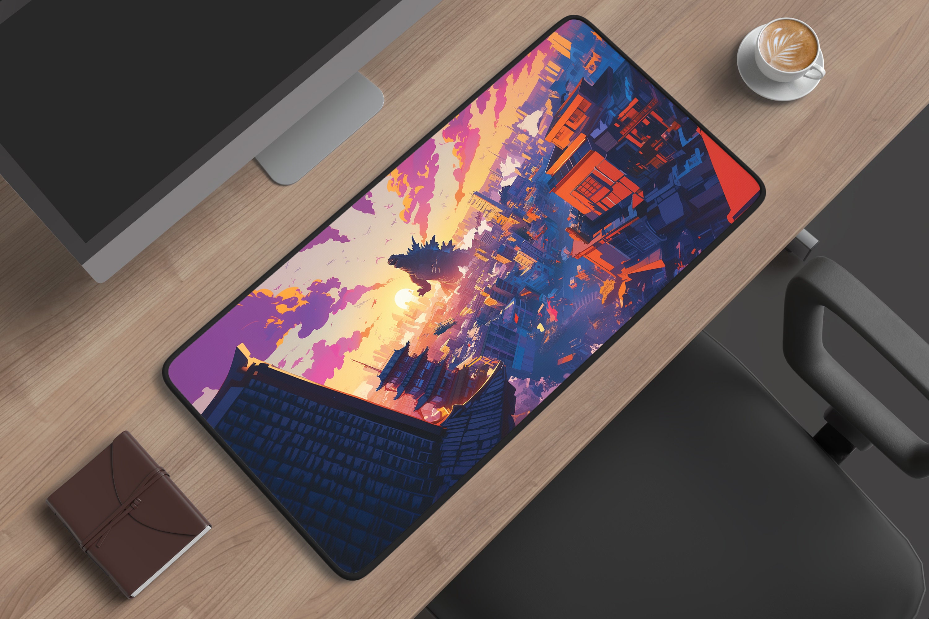 Kaiju Godzilla Fan Art Desk Mat, Godzilla Inspired Desk Mat for Gamers ...