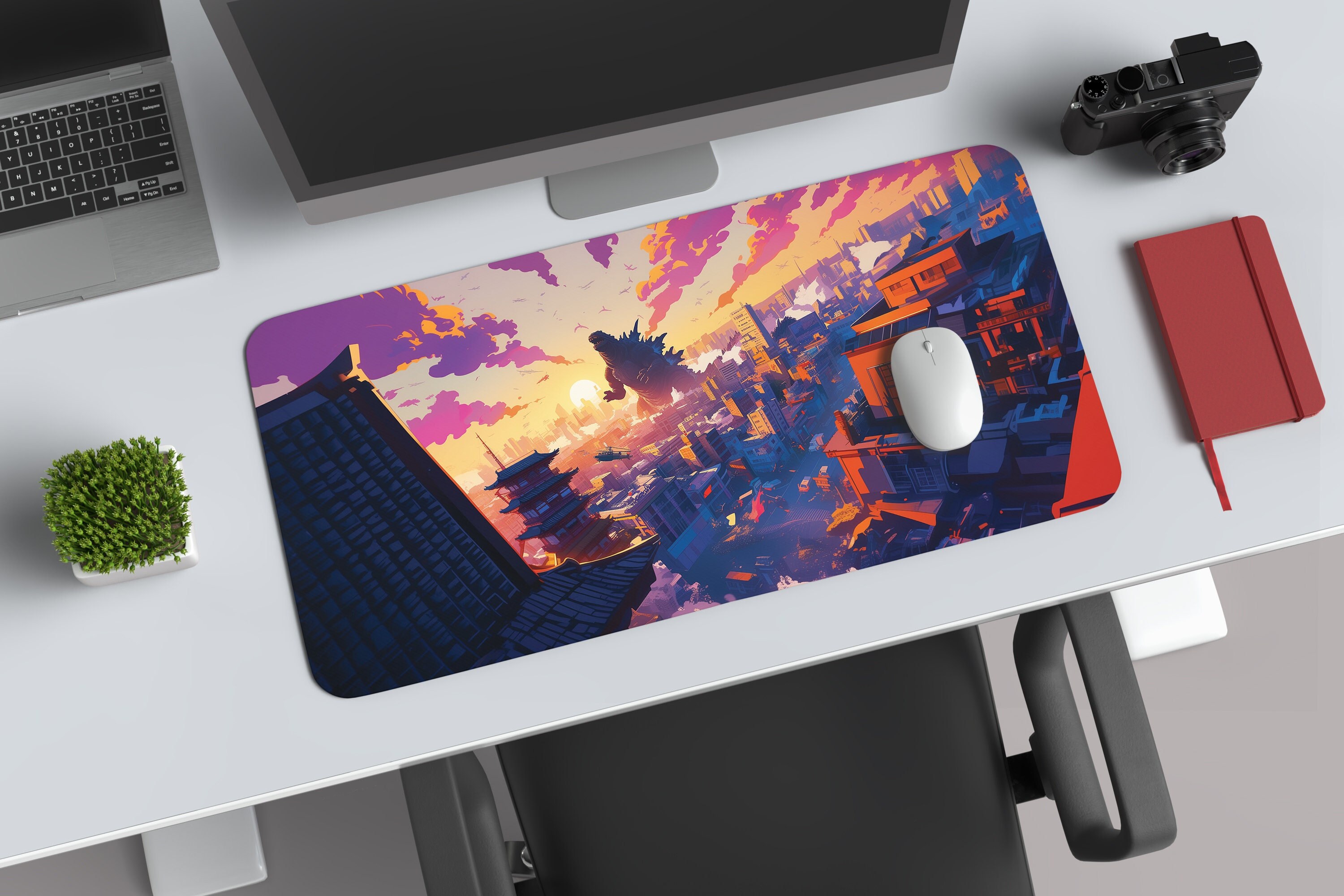 Kaiju Godzilla Fan Art Desk Mat, Godzilla Inspired Desk Mat for Gamers ...