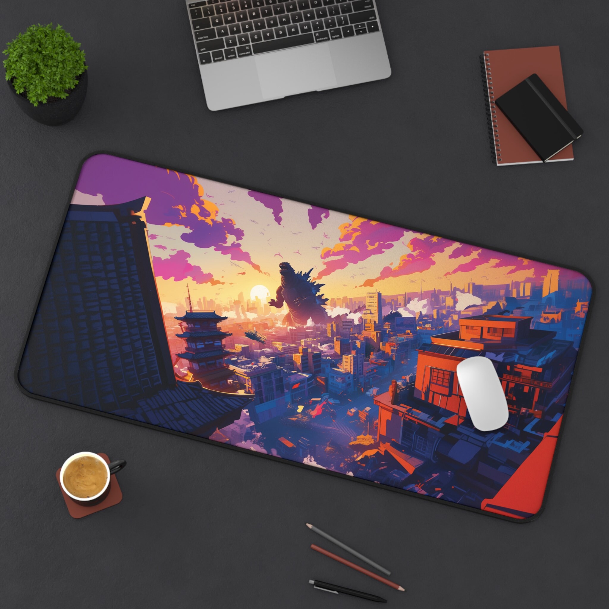 Kaiju Godzilla Fan Art Desk Mat, Godzilla Inspired Desk Mat for Gamers ...