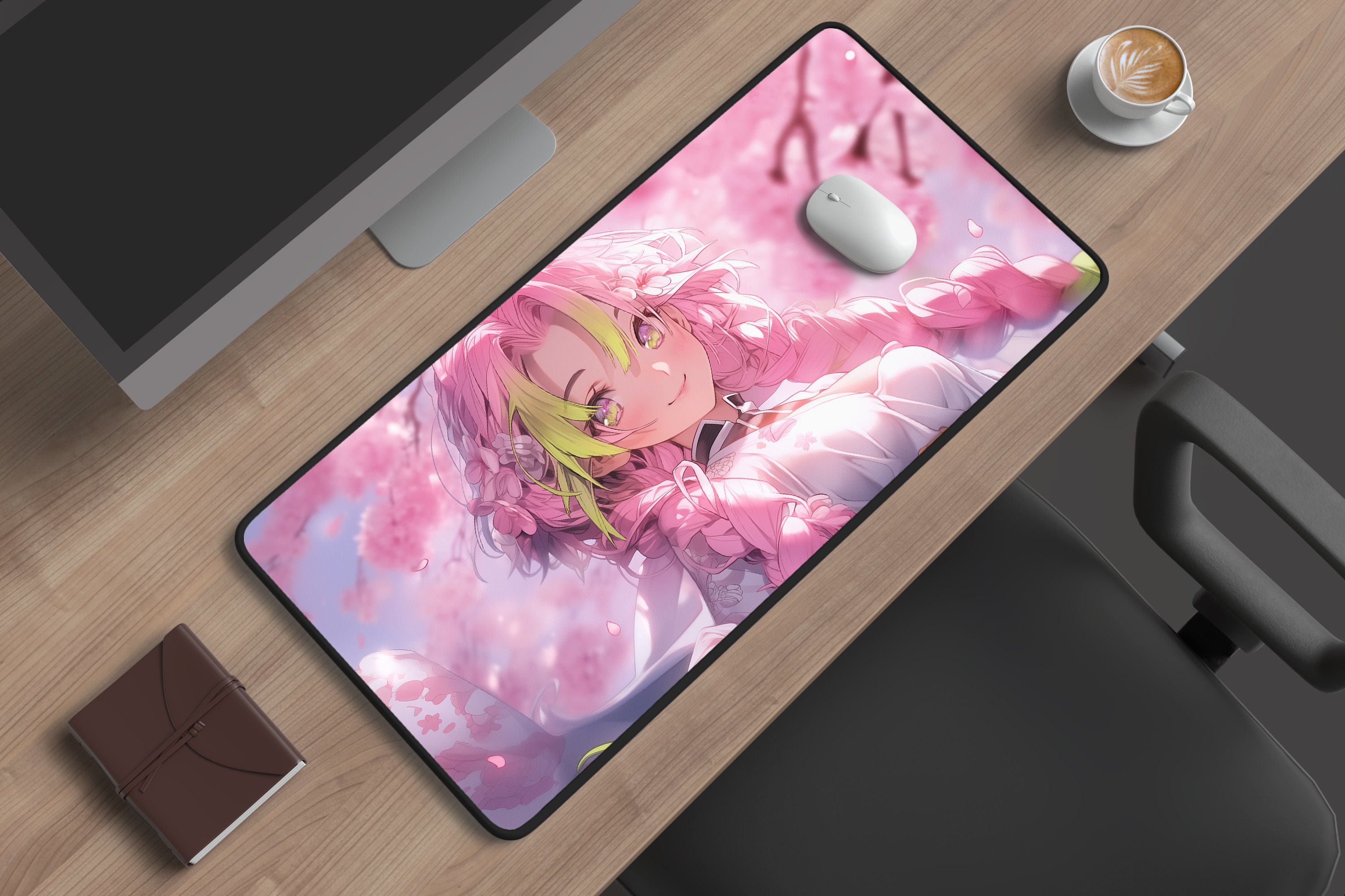 Mitsuri Kanroji Sakura Blossoms Desk Mat, Mitsuri Kanroji Demon Slayer ...