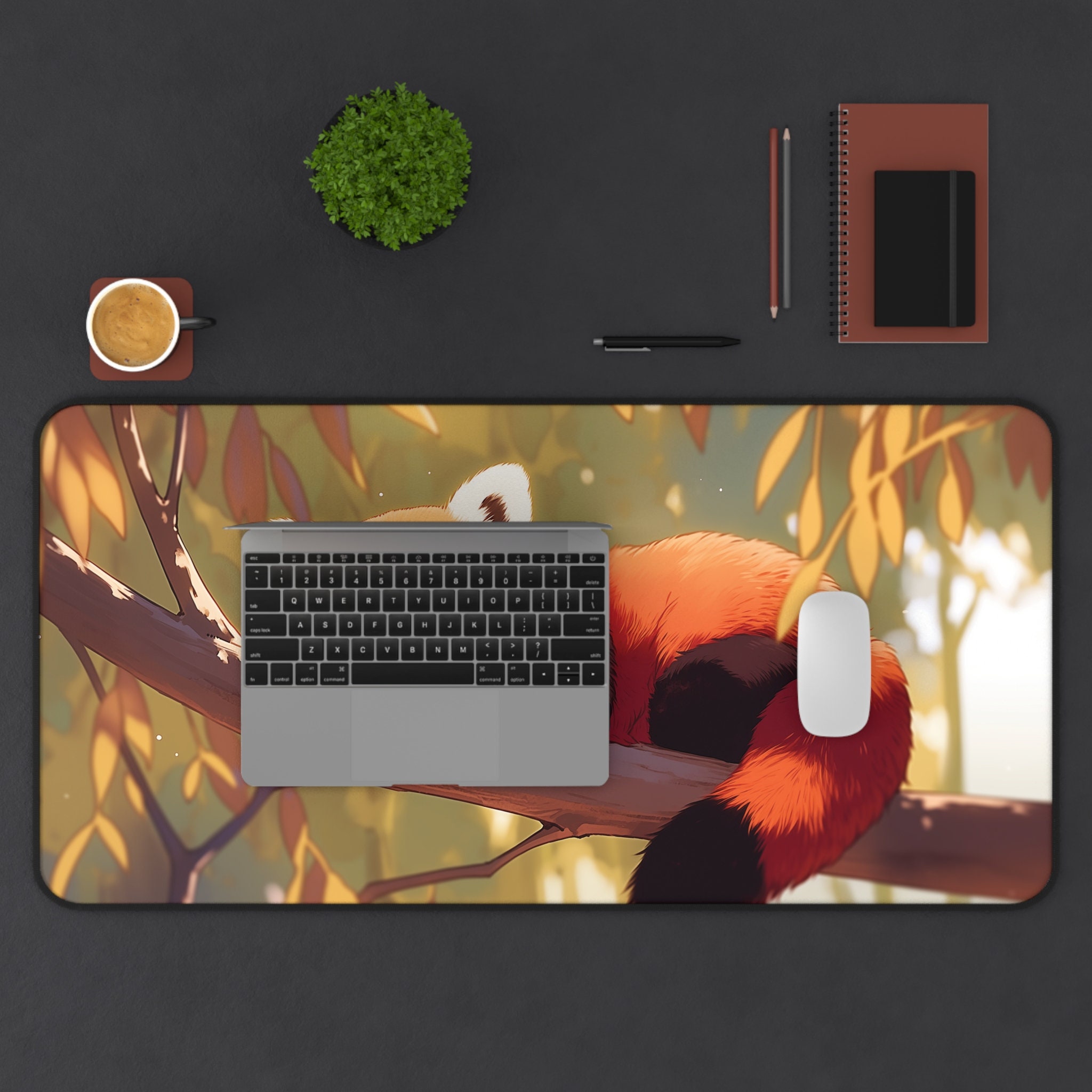 Cute Red Panda Sleeping on a Tree Desk Mat Kawaii Red Panda - Etsy