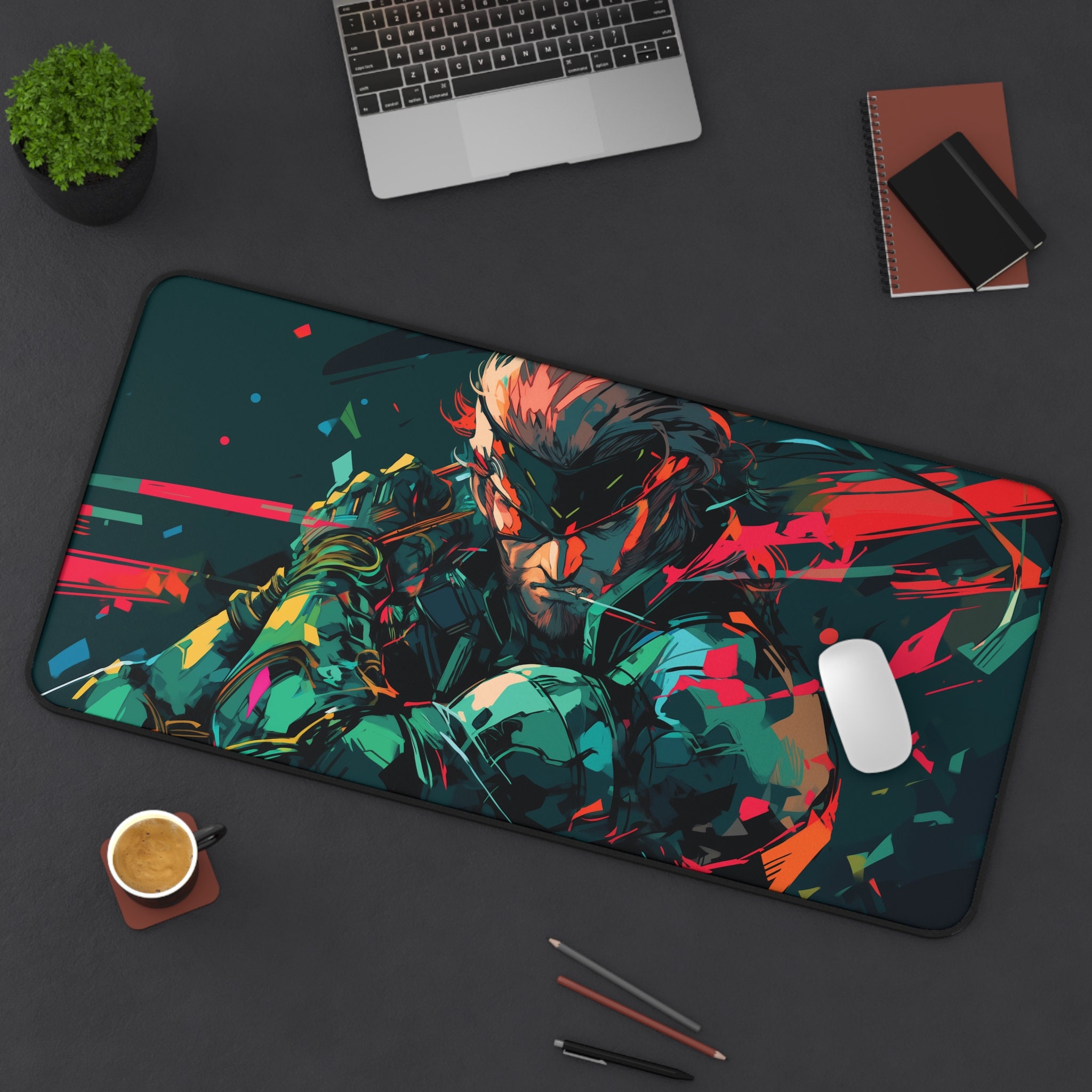 Metal Gear Solid Snake Fan Art Desk Mat, Stealthy Solid Snake Metal ...