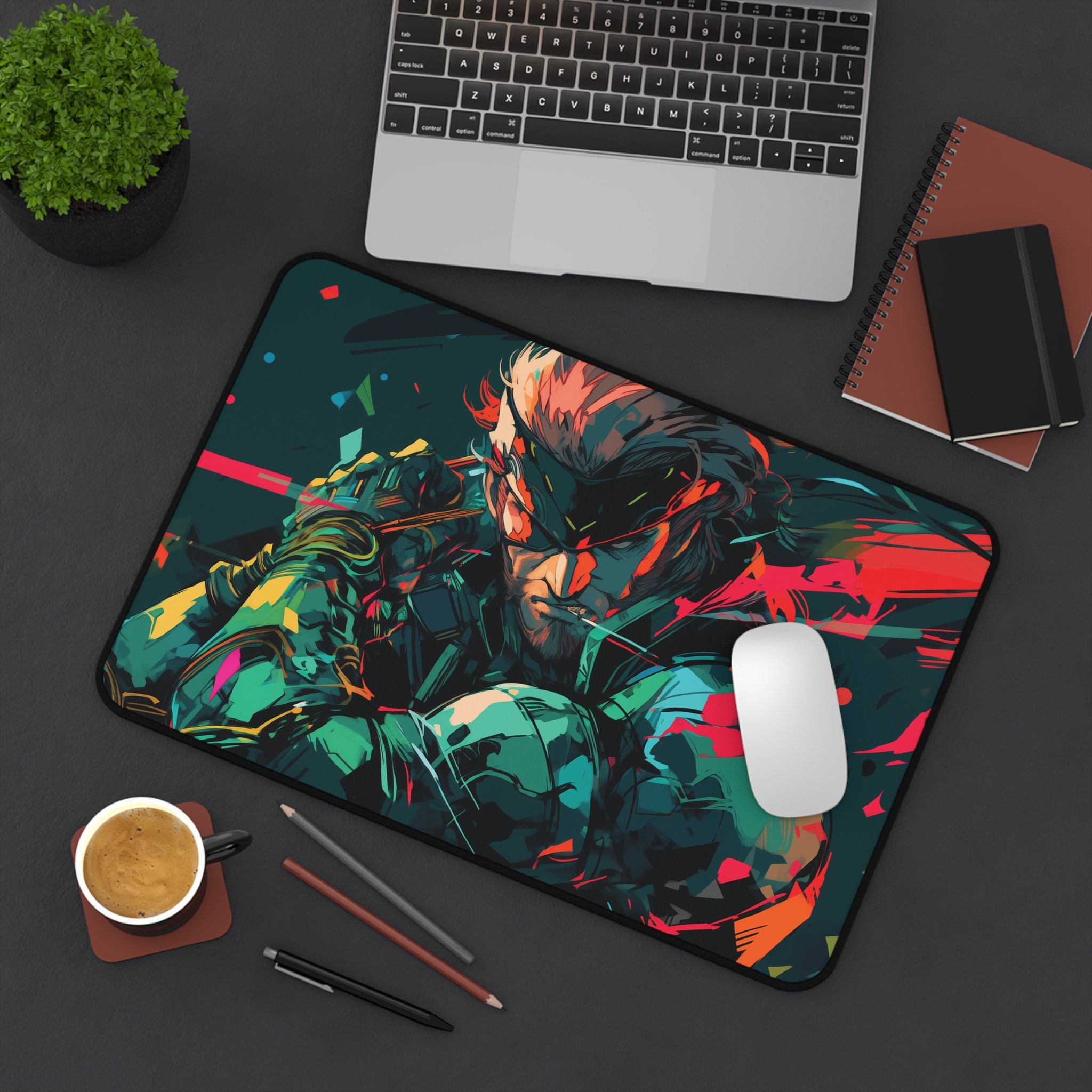 Metal Gear Solid Snake Fan Art Desk Mat, Stealthy Solid Snake Metal ...
