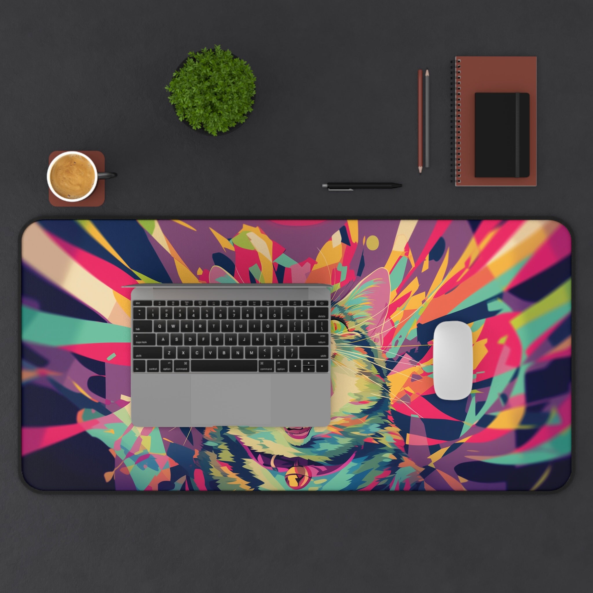 Psychedelic Roaring Kitty Desk Mat, Trippy Cat Desk Mat for Gamers, XXL ...