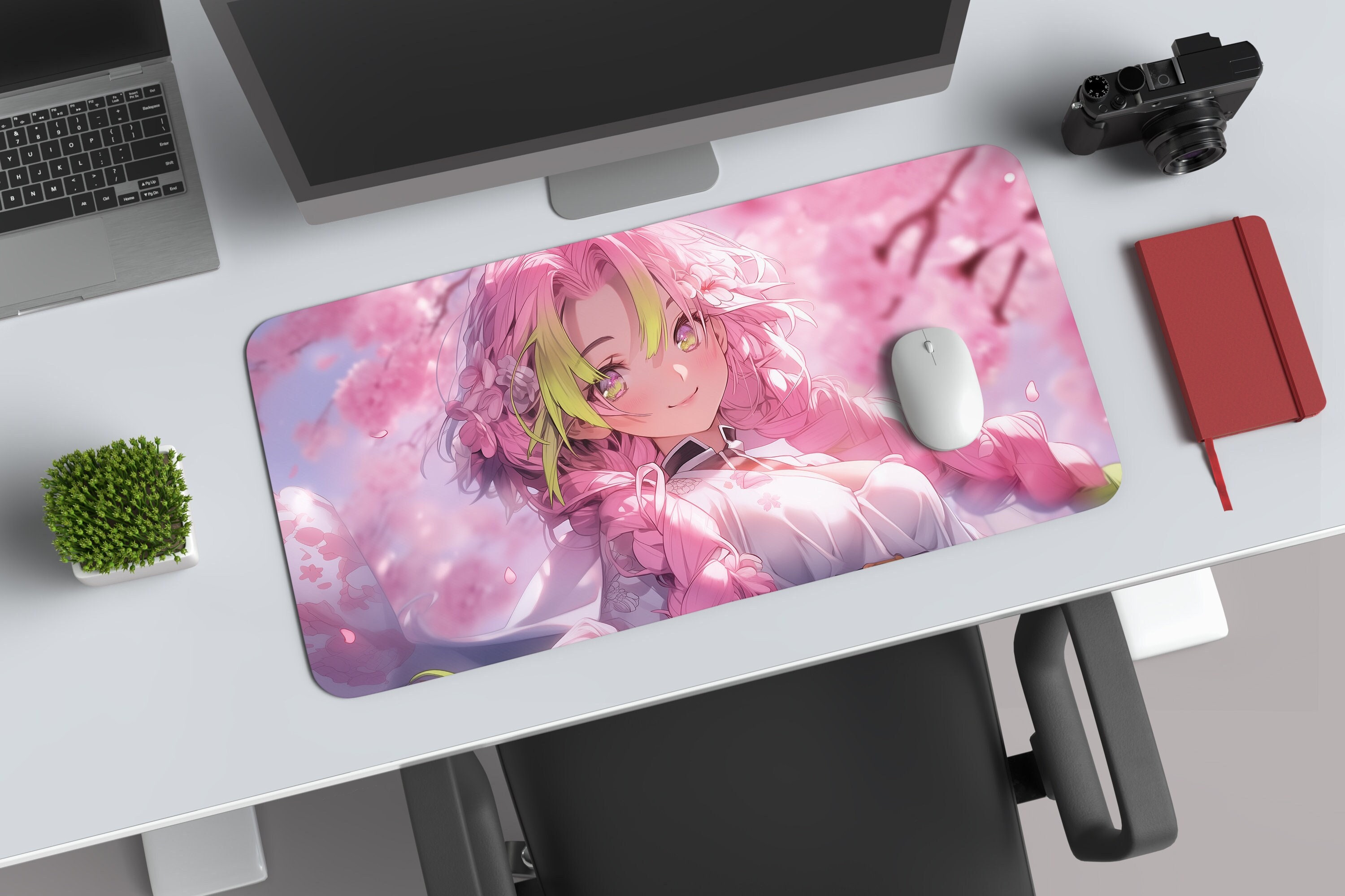 Mitsuri Kanroji Sakura Blossoms Desk Mat, Mitsuri Kanroji Demon Slayer ...