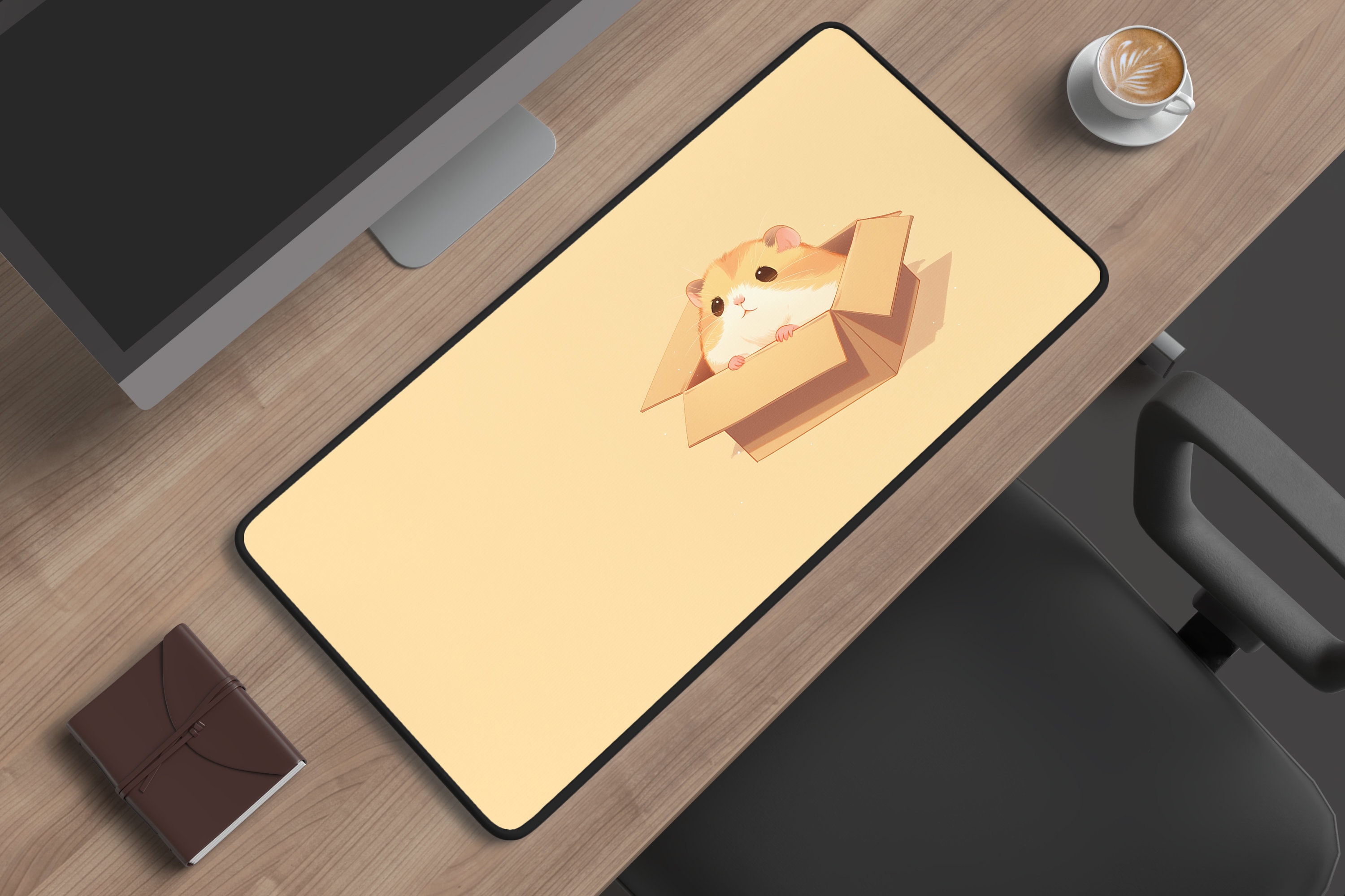 Cute Hamster in a Box Desk Mat, Kawaii Hamster in a Box Desk Mat for ...