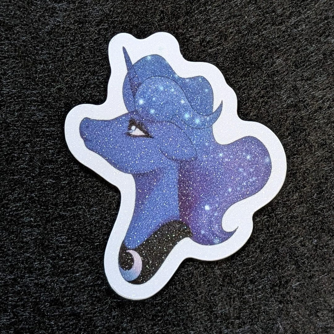 MLP Princess Luna Sticker – Glittery G4 Vinyl Art | 2” Die Cut Fanmade ...