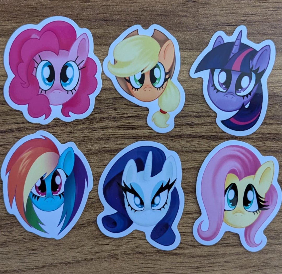 G4 Pony Face Stickers – Mane Six Mood Pack | Die Cut Waterproof Vinyl ...