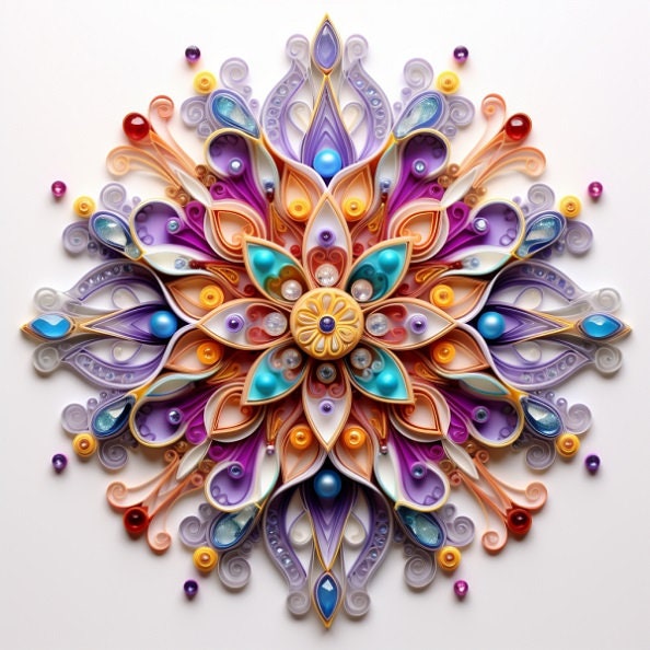 Beautiful Symmetrical Designs With Multi Color Pearls Repeating Pattern ...