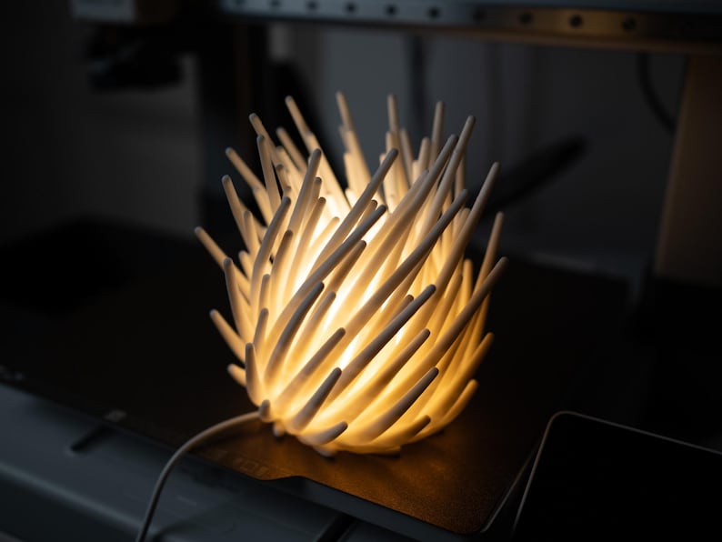 3D Printed Sculptural Table Lamp, Modern Ambient Light, Minimalist ...