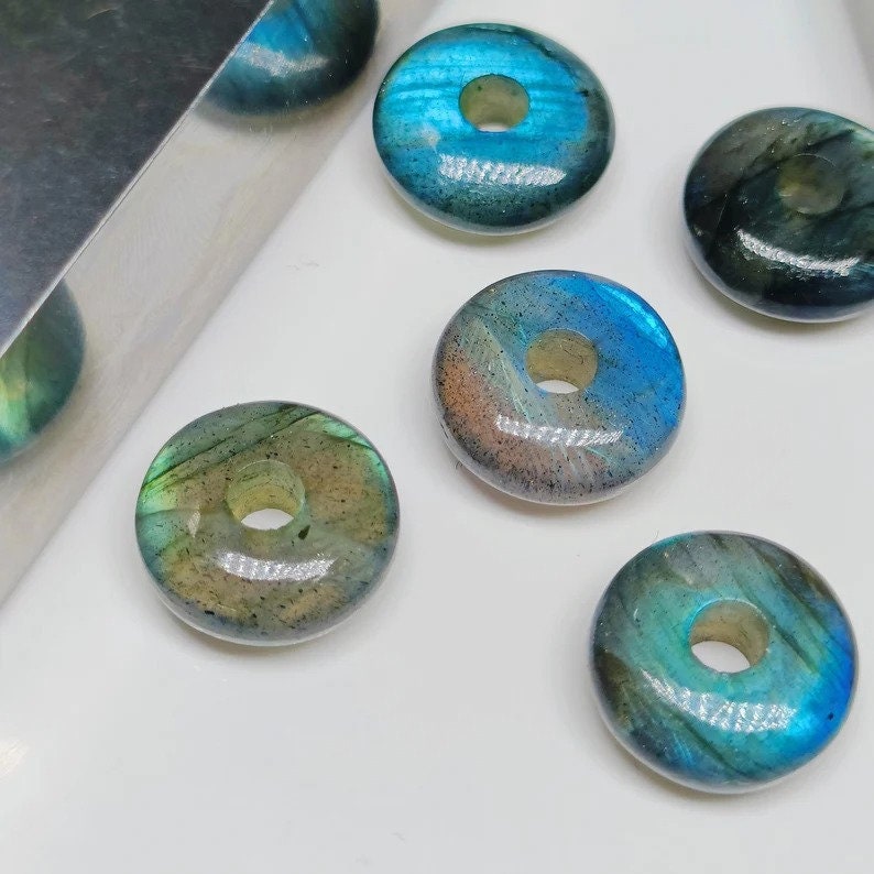 4 Pieces Labradorite Donut Shape Carved Gemstone, Loose Gemstone, Donut ...