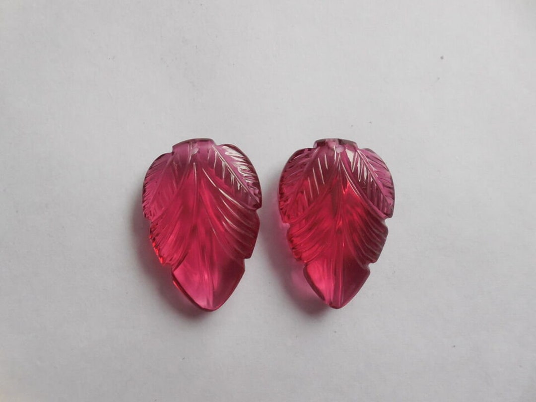 Hand Carved Ruby Heted Leaf Pendant Bead Drilled Gemstone Best for ...