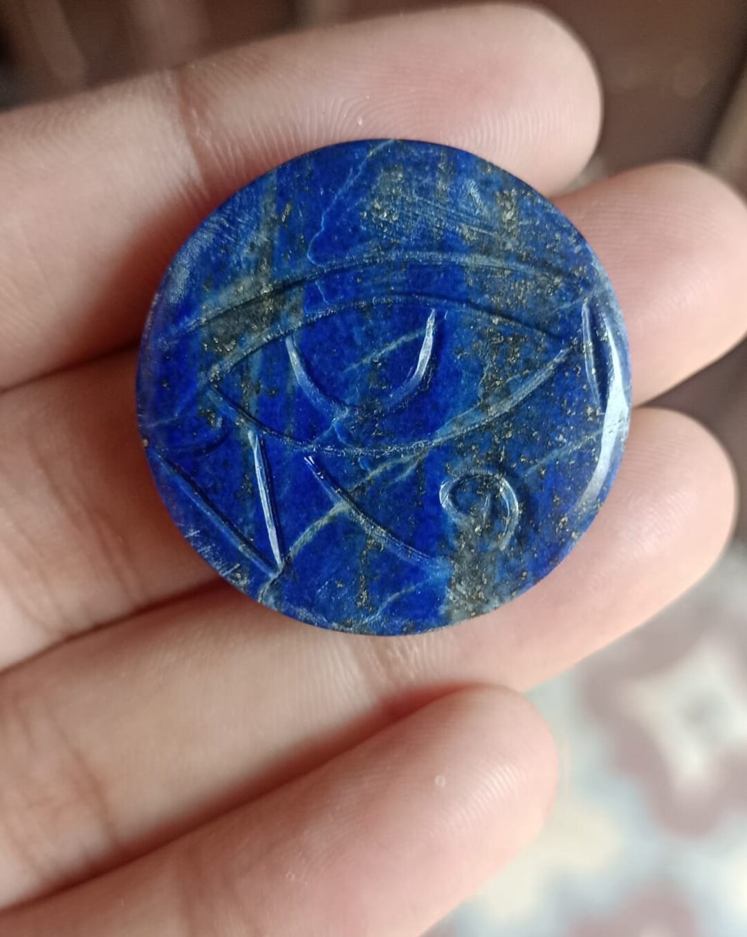Big Size Lapis Round Eye Carving Loose Gemstone, 30x30 Mm, Lapis ...