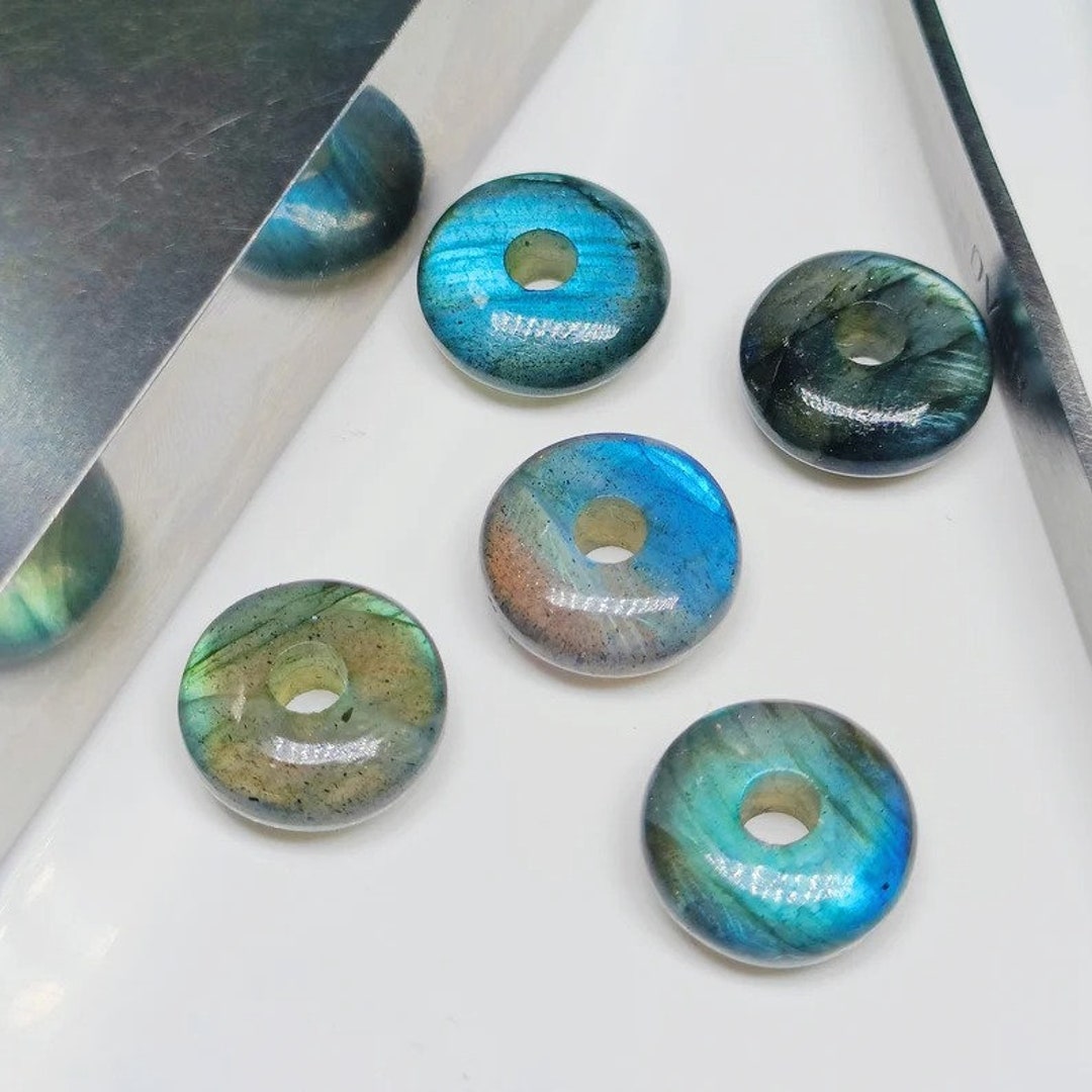 4 Pieces Labradorite Donut Shape Carved Gemstone, Loose Gemstone, Donut ...