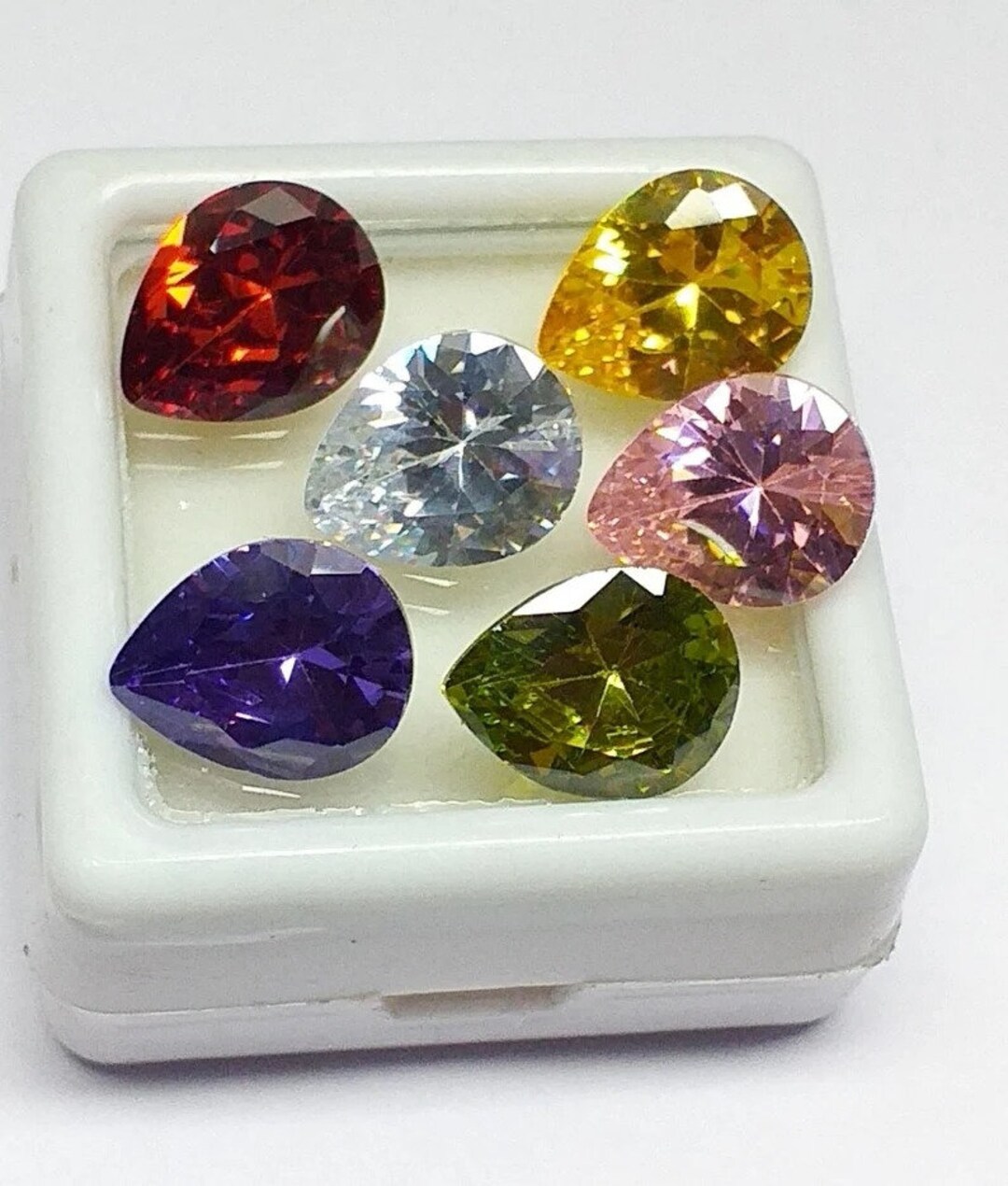 6 Color Beautiful Pear Shape Natural Cubic Zirconia Gemstone. Pear ...