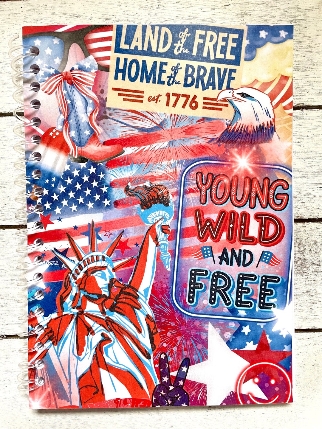 Patriotic Spiral Notebooks for Kids, Teens, Adults I 100 Lined Pages ...
